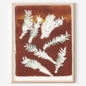 Honey Locust Leaf Art Print, Botanical Gel Plate Print - Etsy