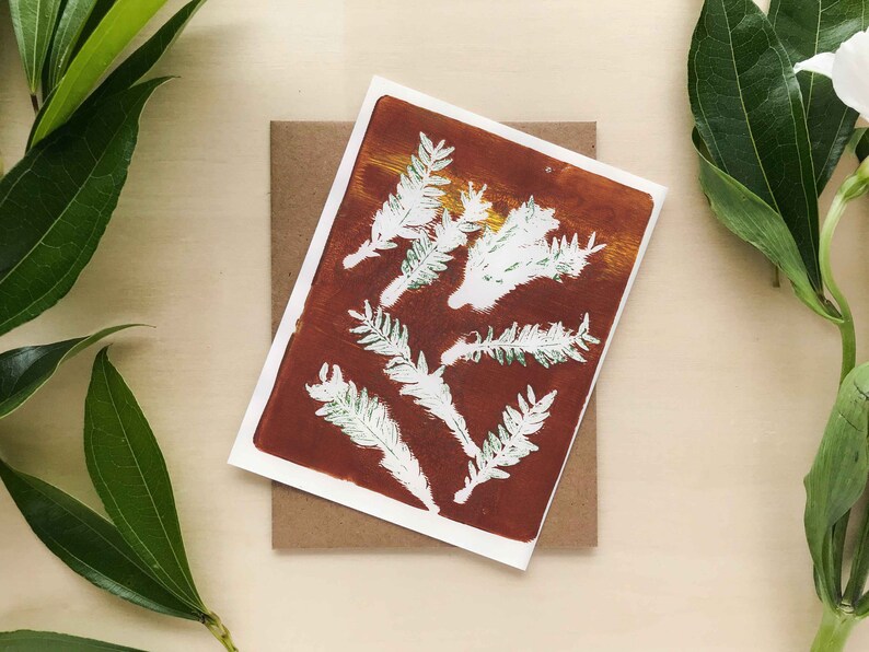 Honey Locust Leaf Art Print, Botanical Gel Plate Print - Etsy