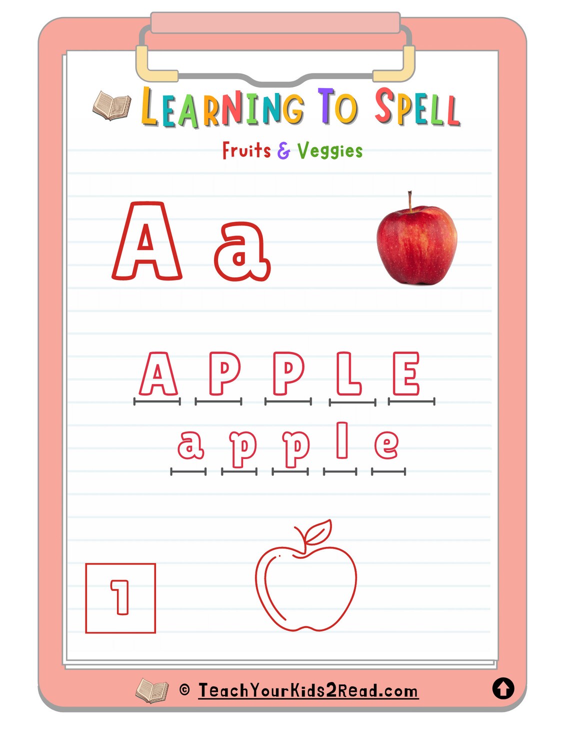 Learning to Spell: Fruits & Veggies Coloring Book | Activity Book ...