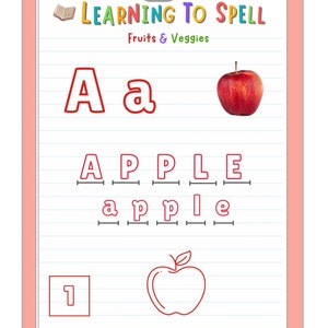 Learning to Spell: Fruits & Veggies Coloring Book | Activity Book ...