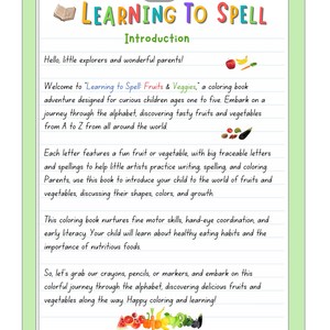 Learning to Spell: Fruits & Veggies Coloring Book | Activity Book ...