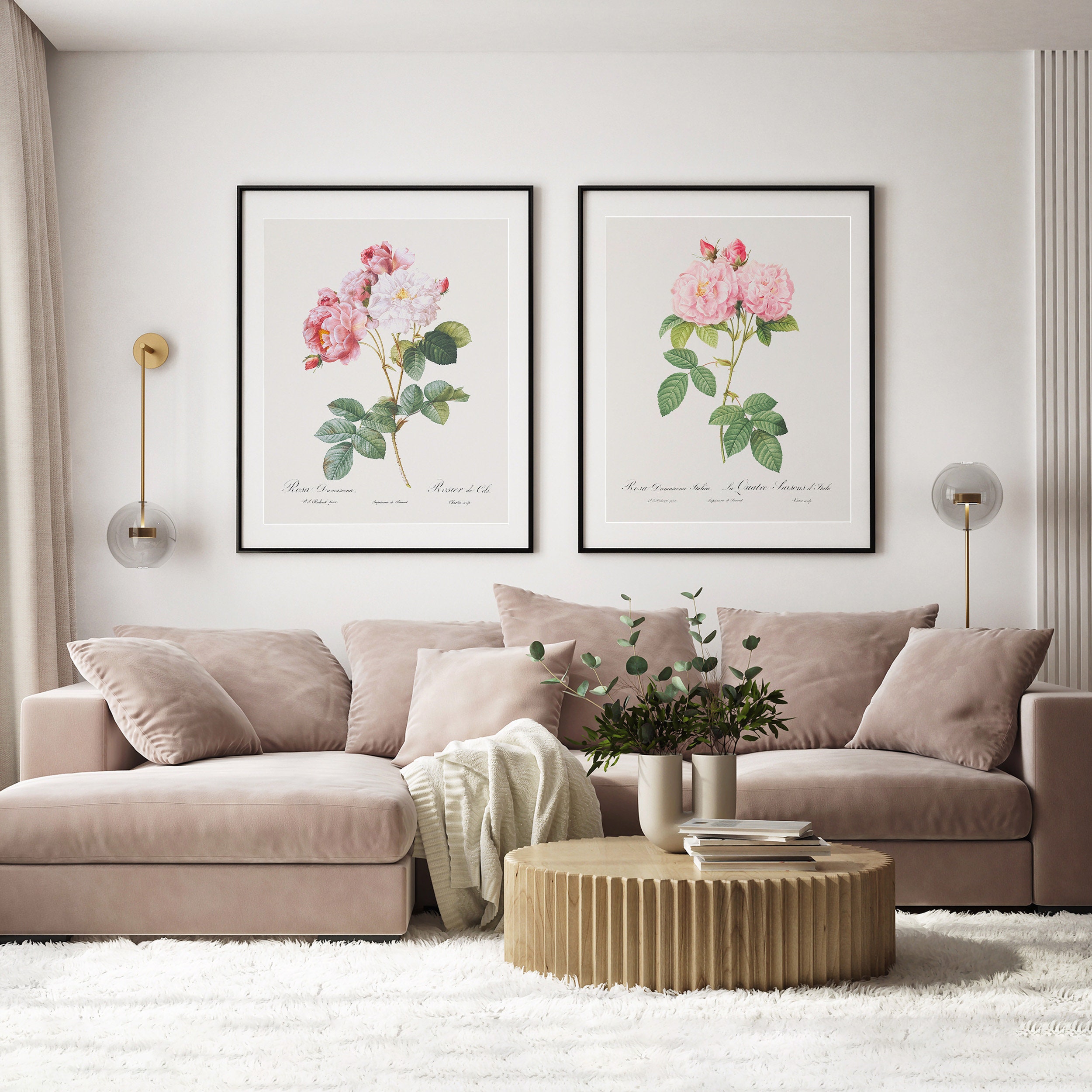 Printable Rose Wall Art Set of 2 - Etsy