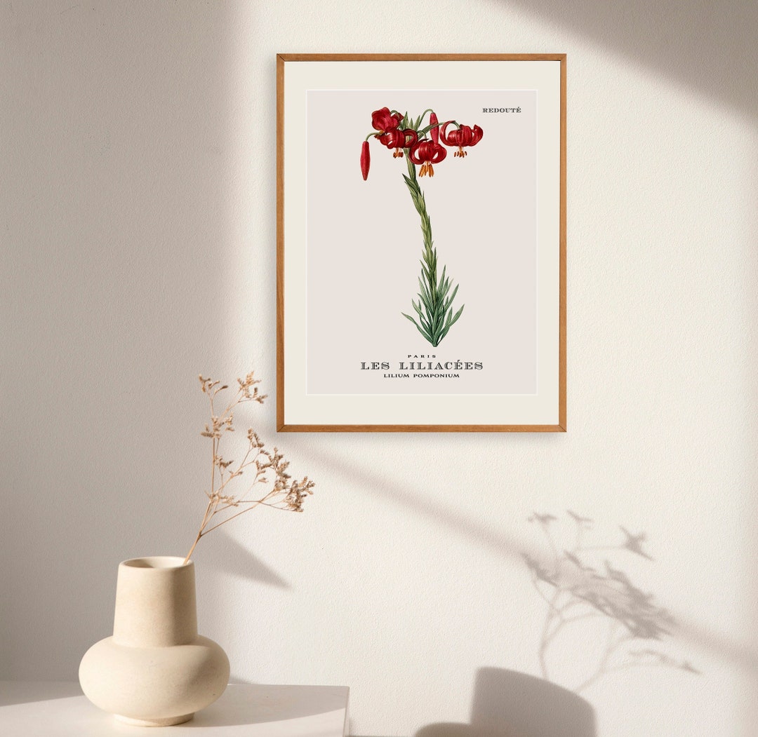 Turban Lily Printable Art, Flower Printable Art, Botanical Art, Redoute ...
