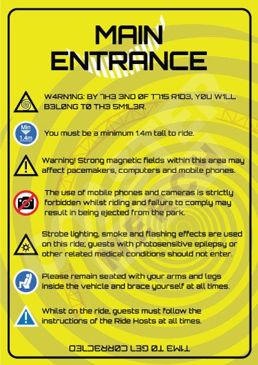 Smiler Inspired Coaster Safety Sign - Etsy UK