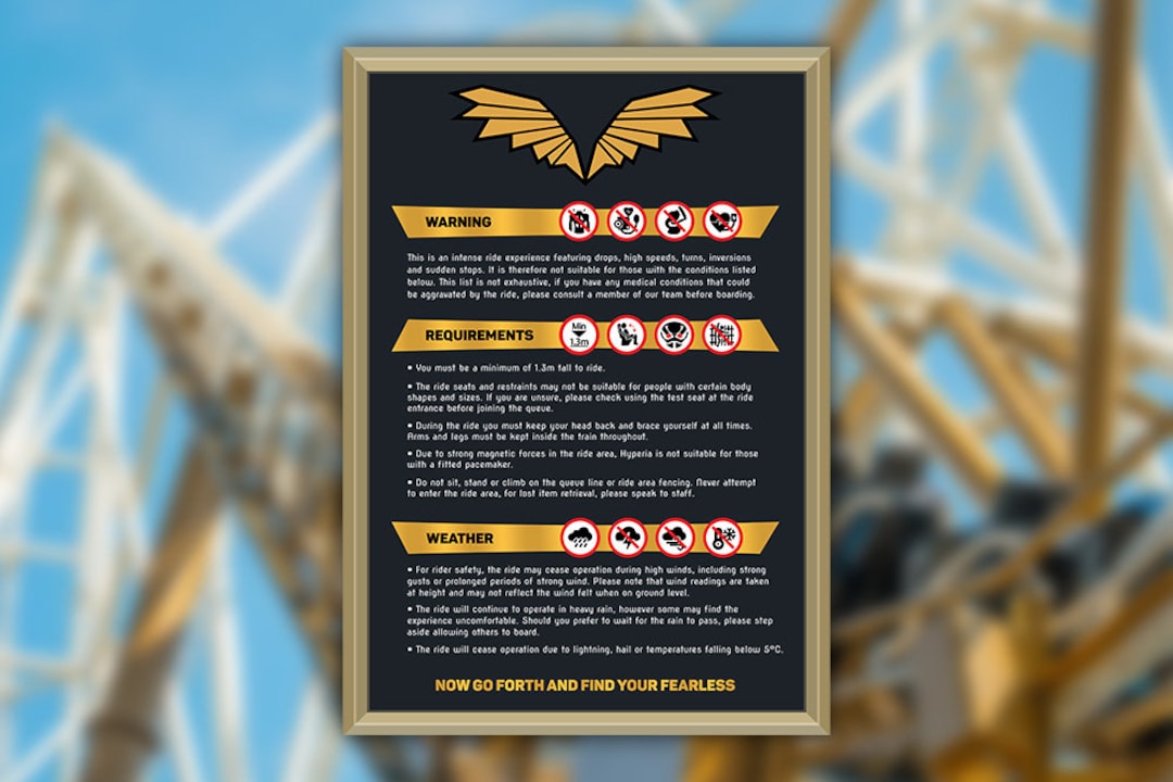 Hyperia Thorpe Park Rollercoaster Safety Sign - Etsy UK