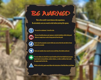 Smiler Inspired Coaster Safety Sign - Etsy