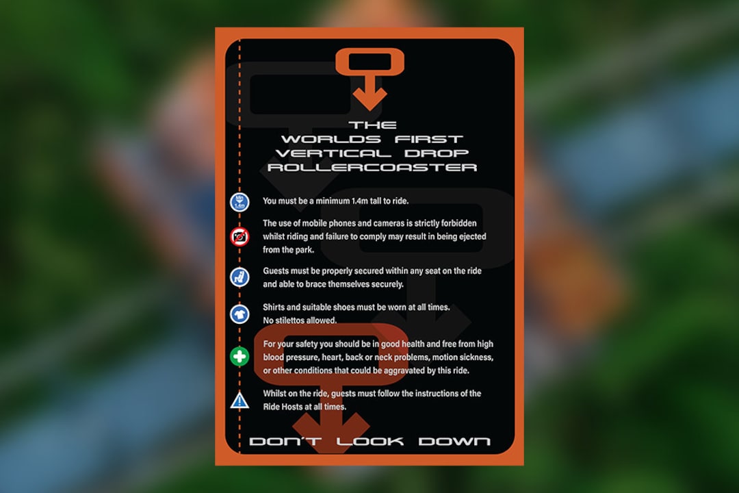 Oblivion Alton Towers Rollercoaster Safety Sign - Etsy