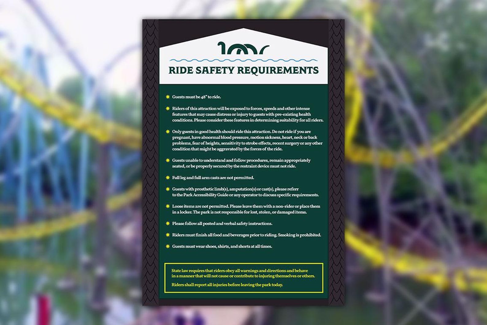 Loch Ness Monster Rollercoaster Safety Sign - Etsy
