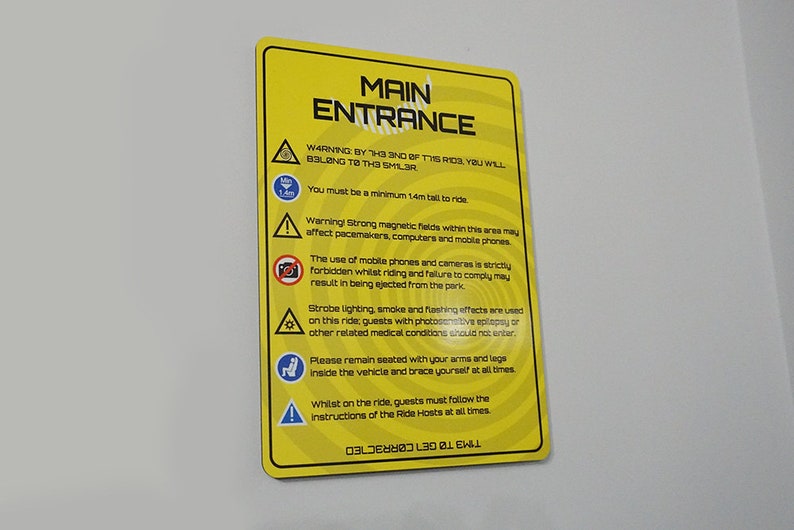 Smiler Inspired Coaster Safety Sign - Etsy