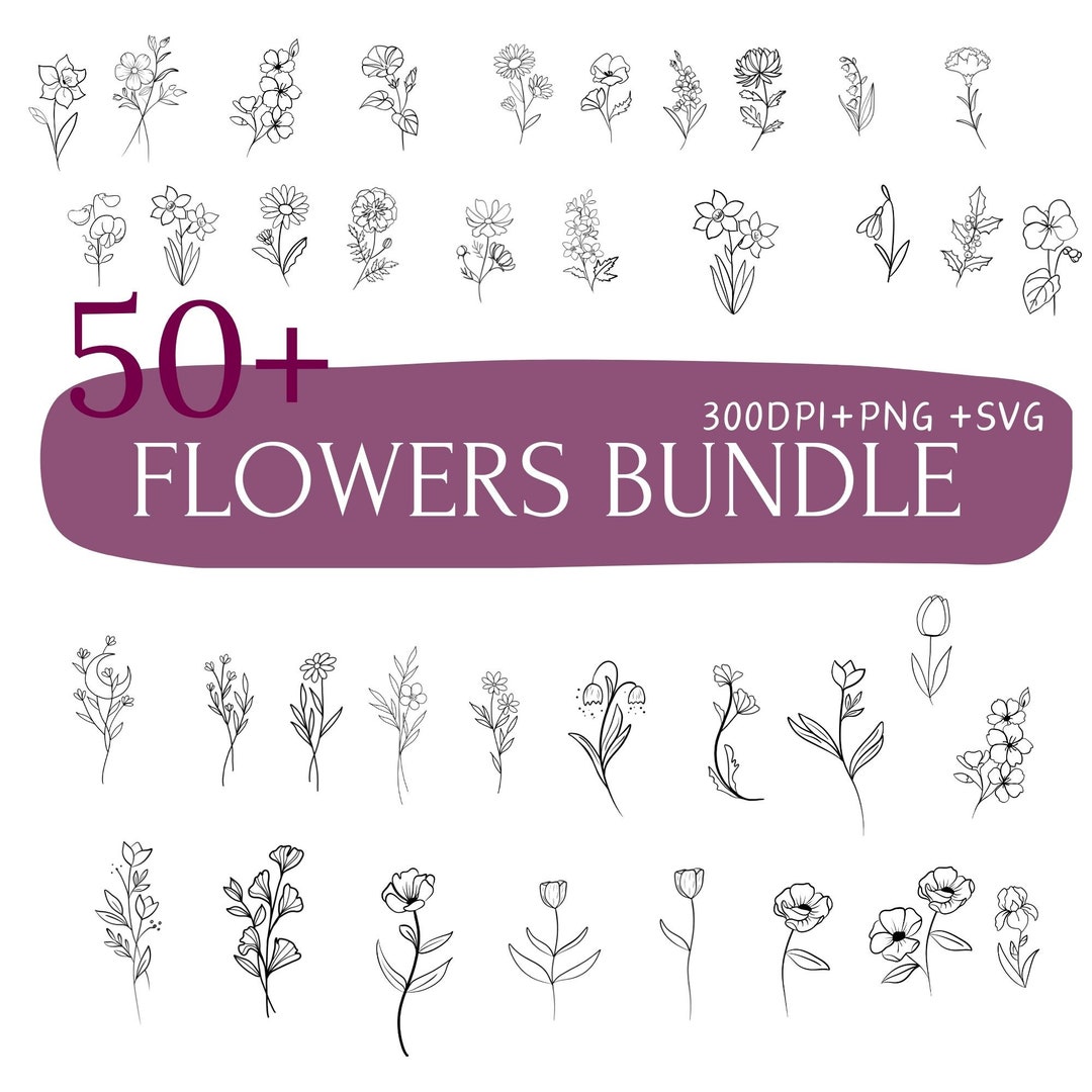 Floral Bundle Svg, Wildflowers Svg, Botanical Svg, Fall Floral Summer ...