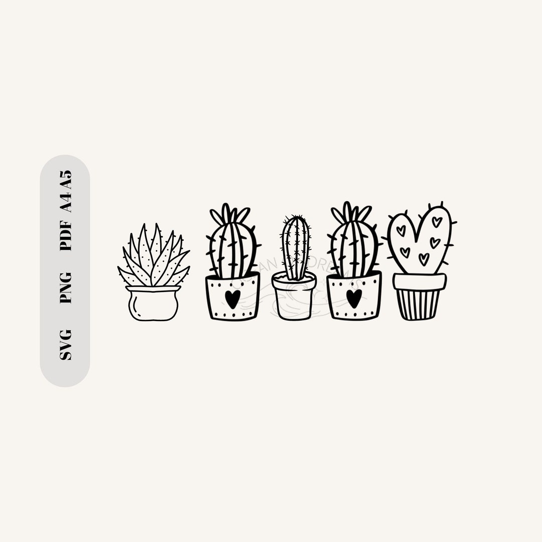 Cactus Svg , Cactus Line Svg , Cactus Wall Art , Cactus Printable ...