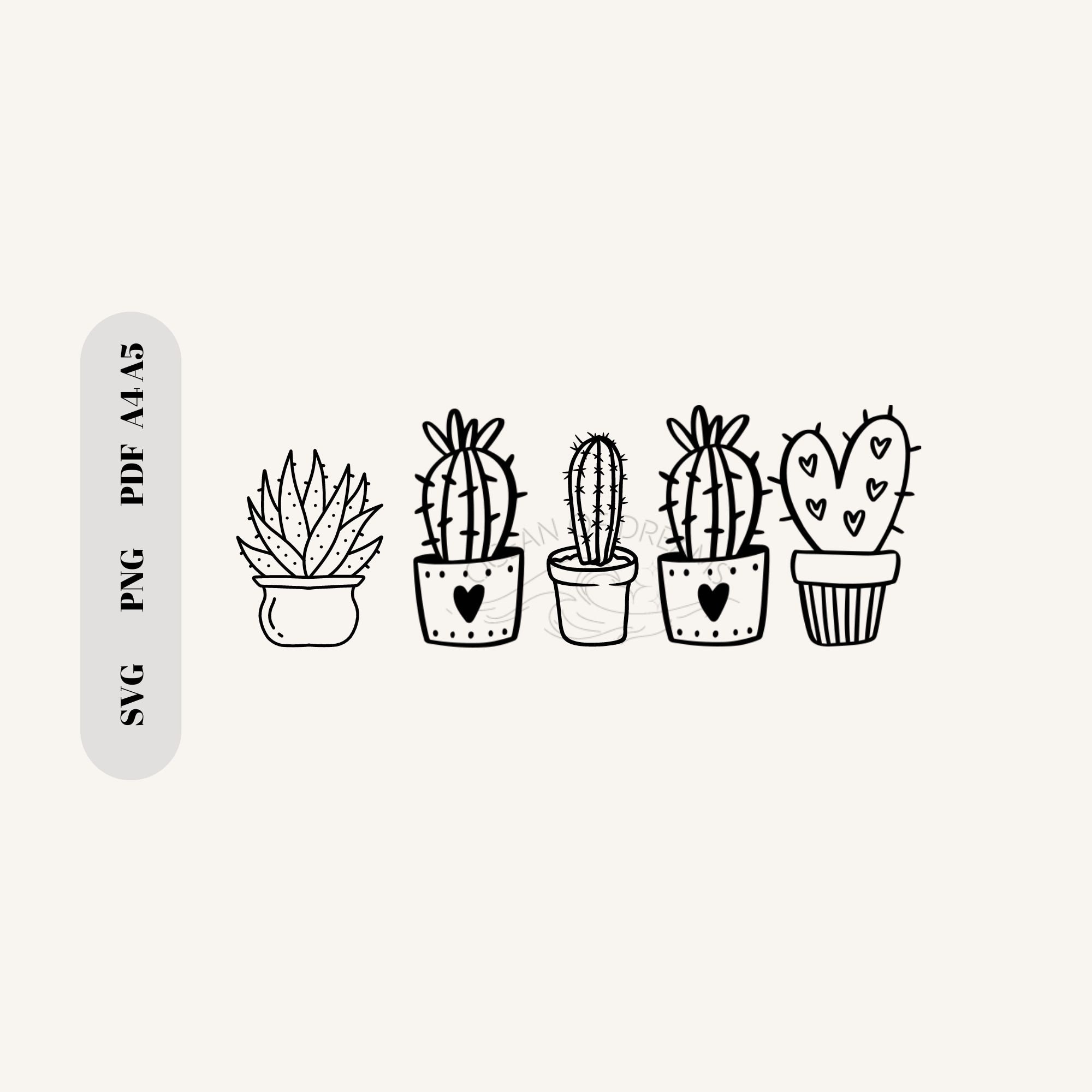 Cactus Svg , Cactus Line Svg , Cactus Wall Art , Cactus Printable ...