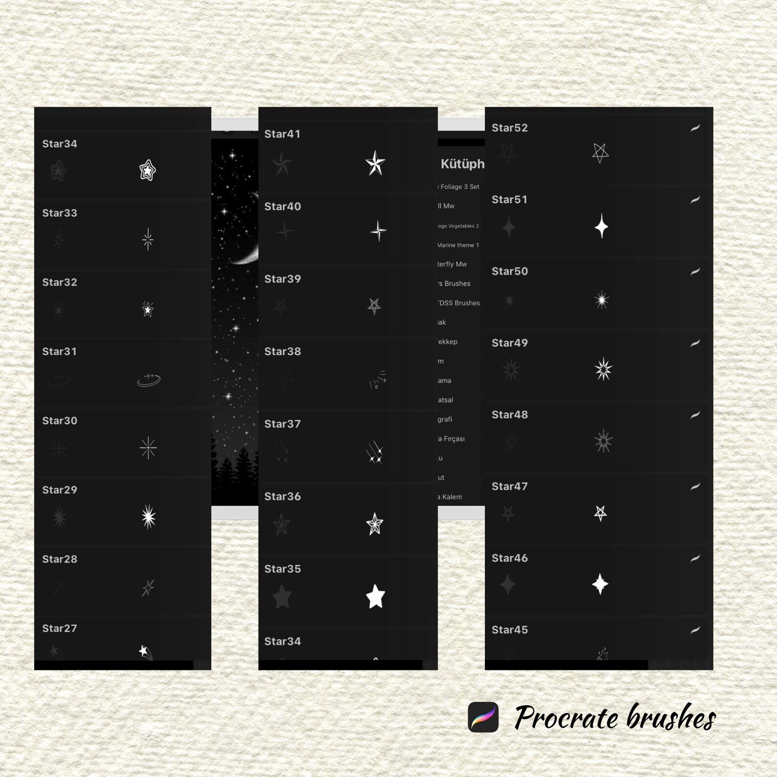 95 Star Procreate Brushes, Sparkle, Galaxy, Shimmer, Glow Stamp Brush ...