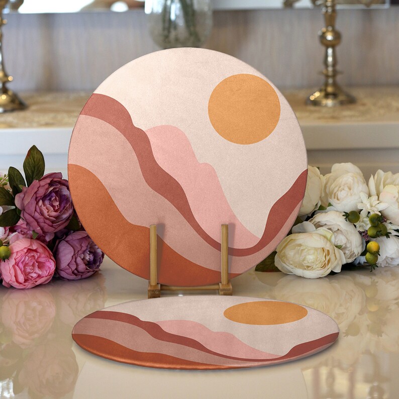 Sun Themed Placemats, Sun Round Table Mat, Modern Design Placemat ...