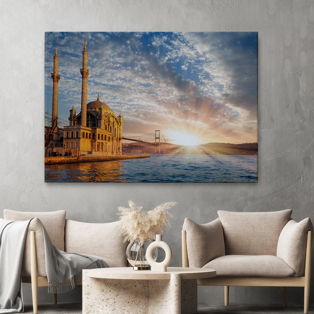 Ortakoy Mosque and Bosphorus Bridge Canvas Painting, Ortakoy Istanbul ...