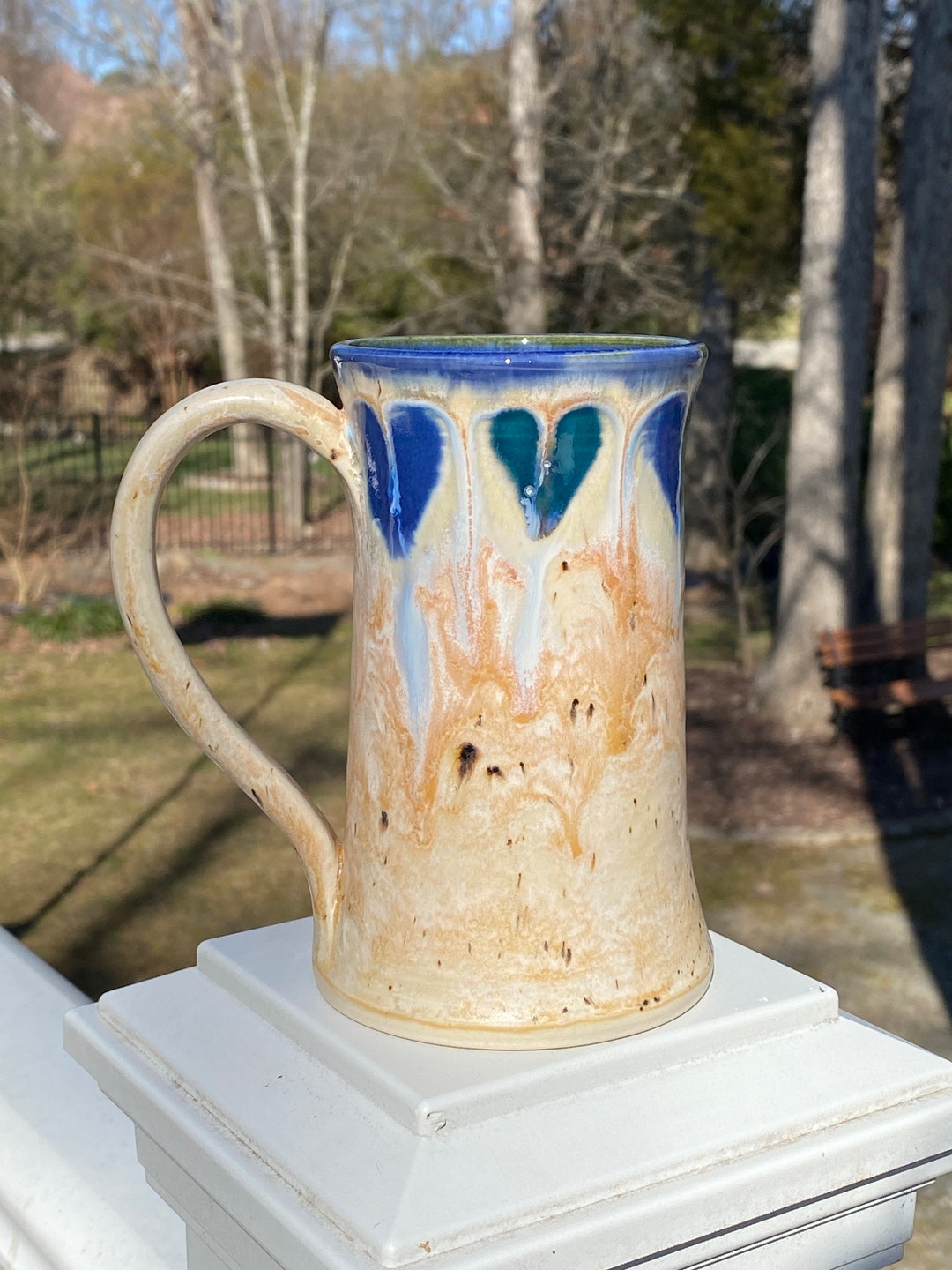 Blue Heart Pottery Mug, Valentines Mug - Etsy