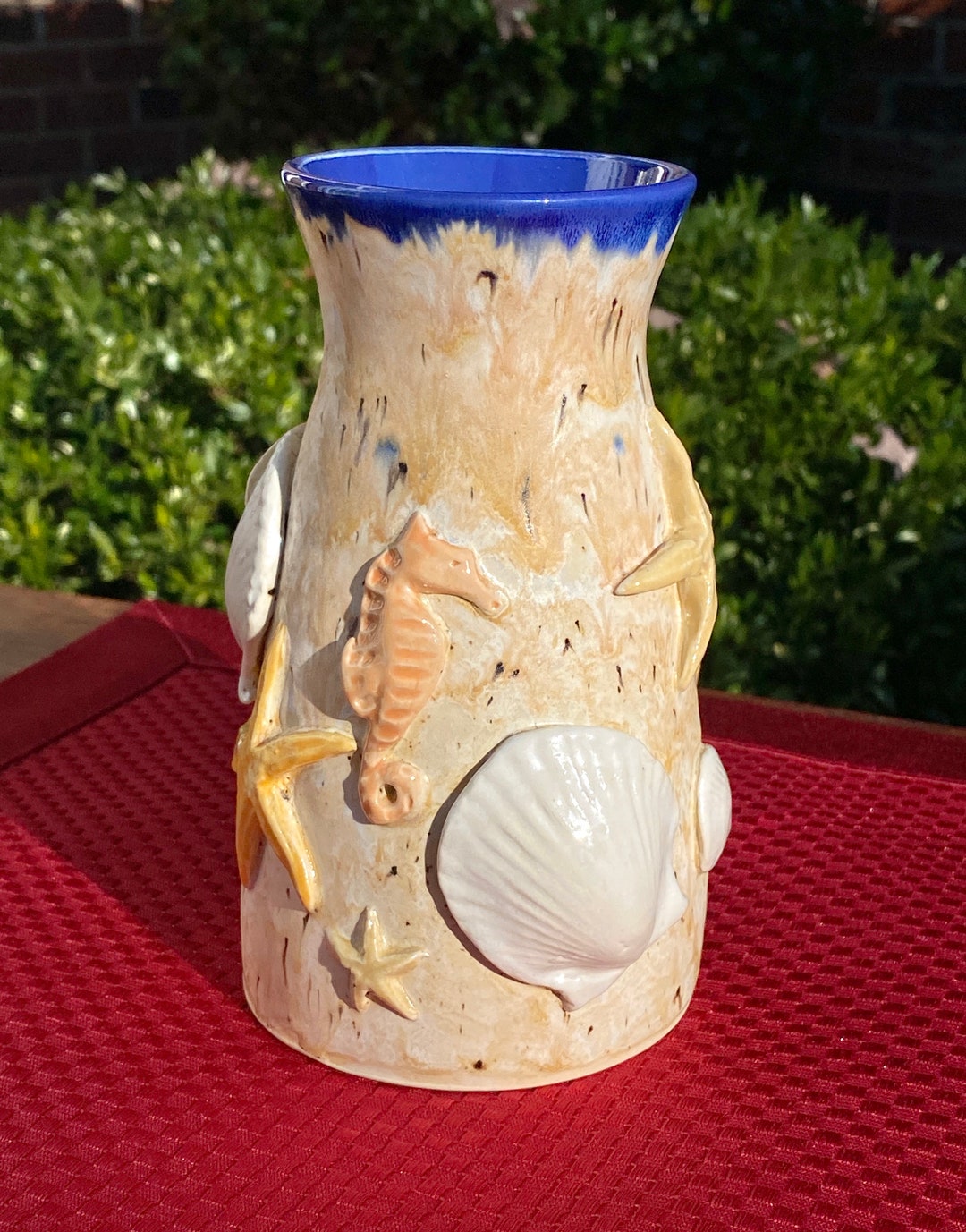 Pottery Vase With Starfish and Seashells, Beachy Vibe - Etsy