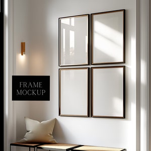 4 Vertical Frame Art Display Mockup – Poster Print Artwork Mockup ...