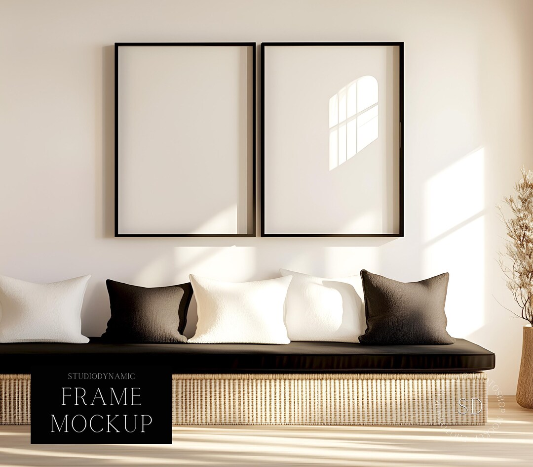 2 Frame DIN A Mockup - Frame Art Display With Glass Reflection ...