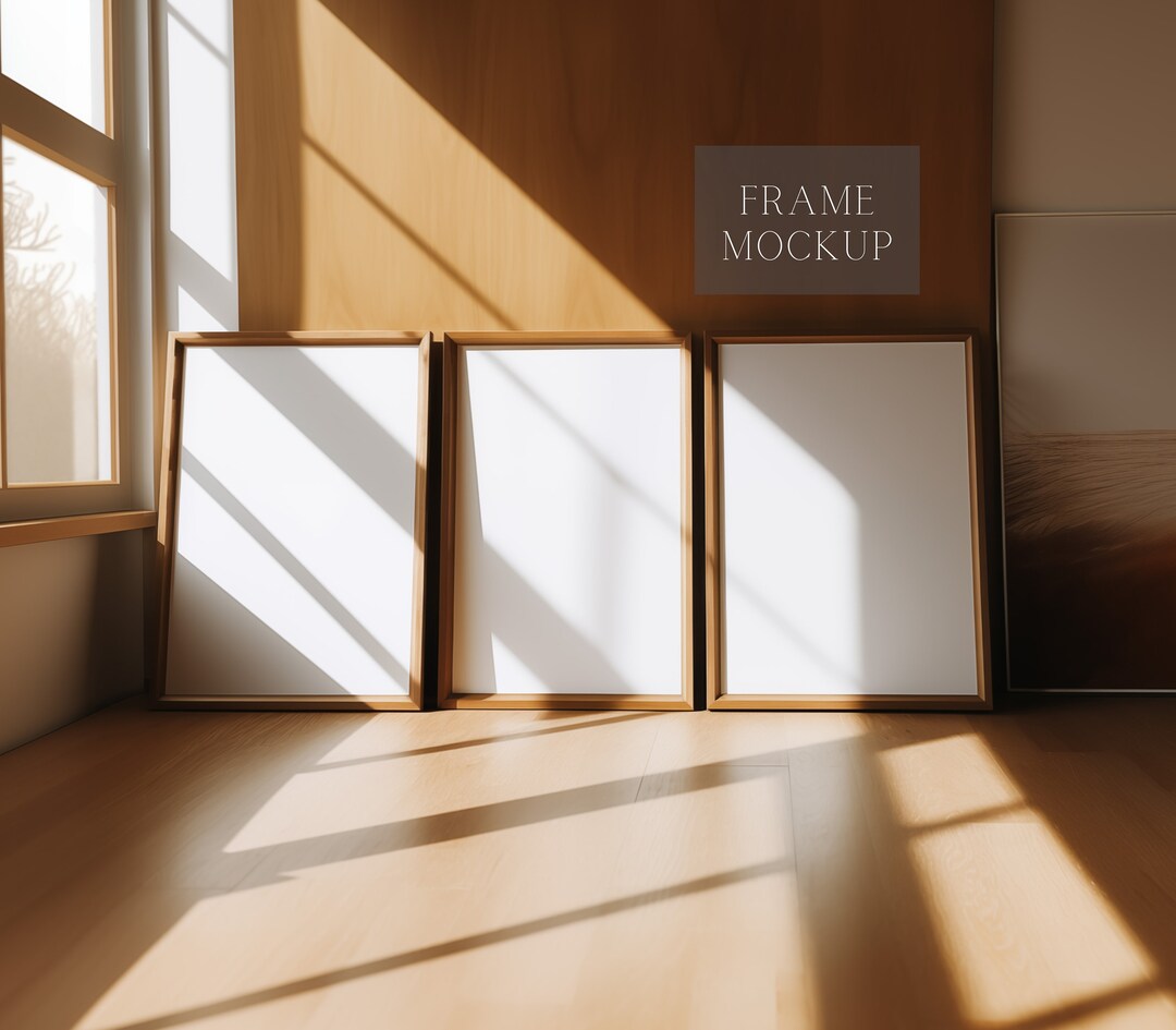 Minimal 3 Frame Mockup - Art Display With Reflection - PSD - ISO ...