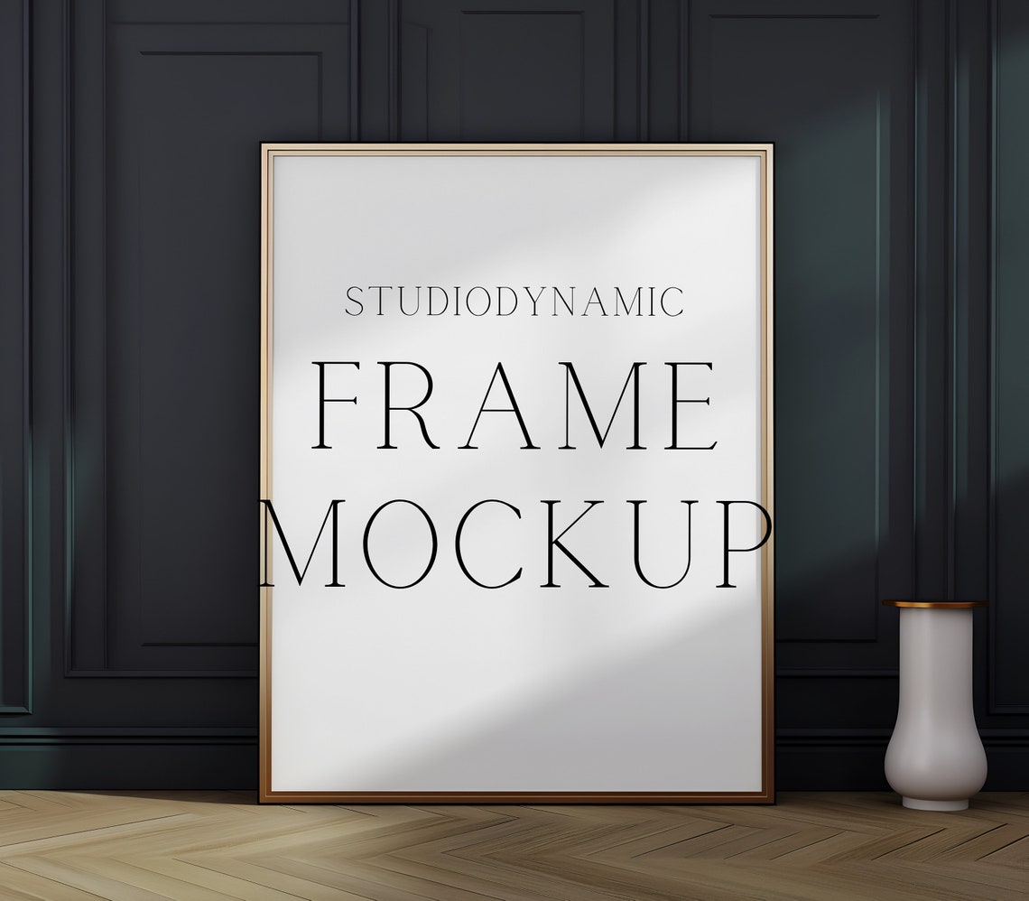 Single Frame Mockup - Dark Wall Poster Mockup - Vertical Frame Mockup ...