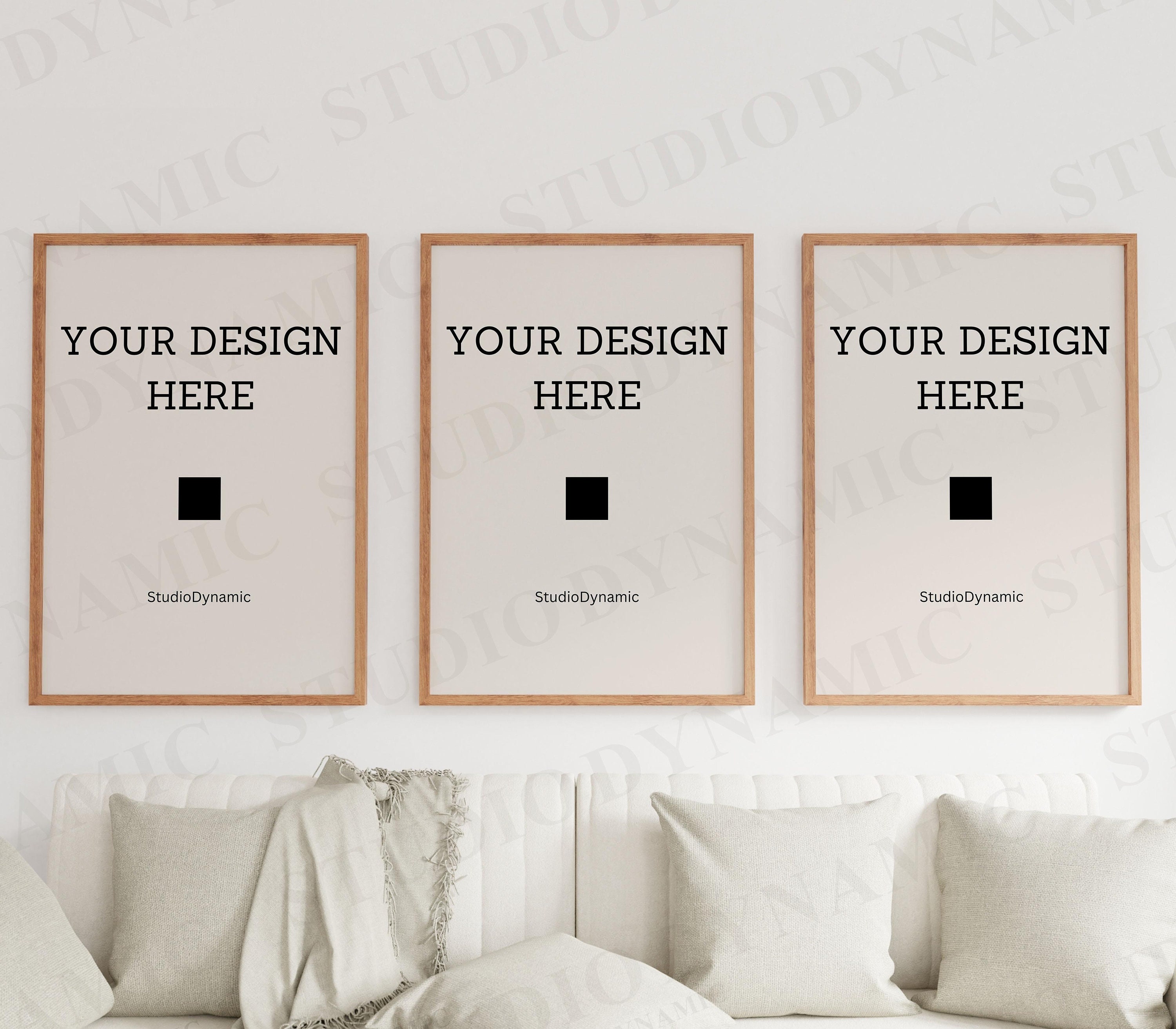 3 Frames Mockup Drop Shadow Art Print Mockups Gallery Wall - Etsy