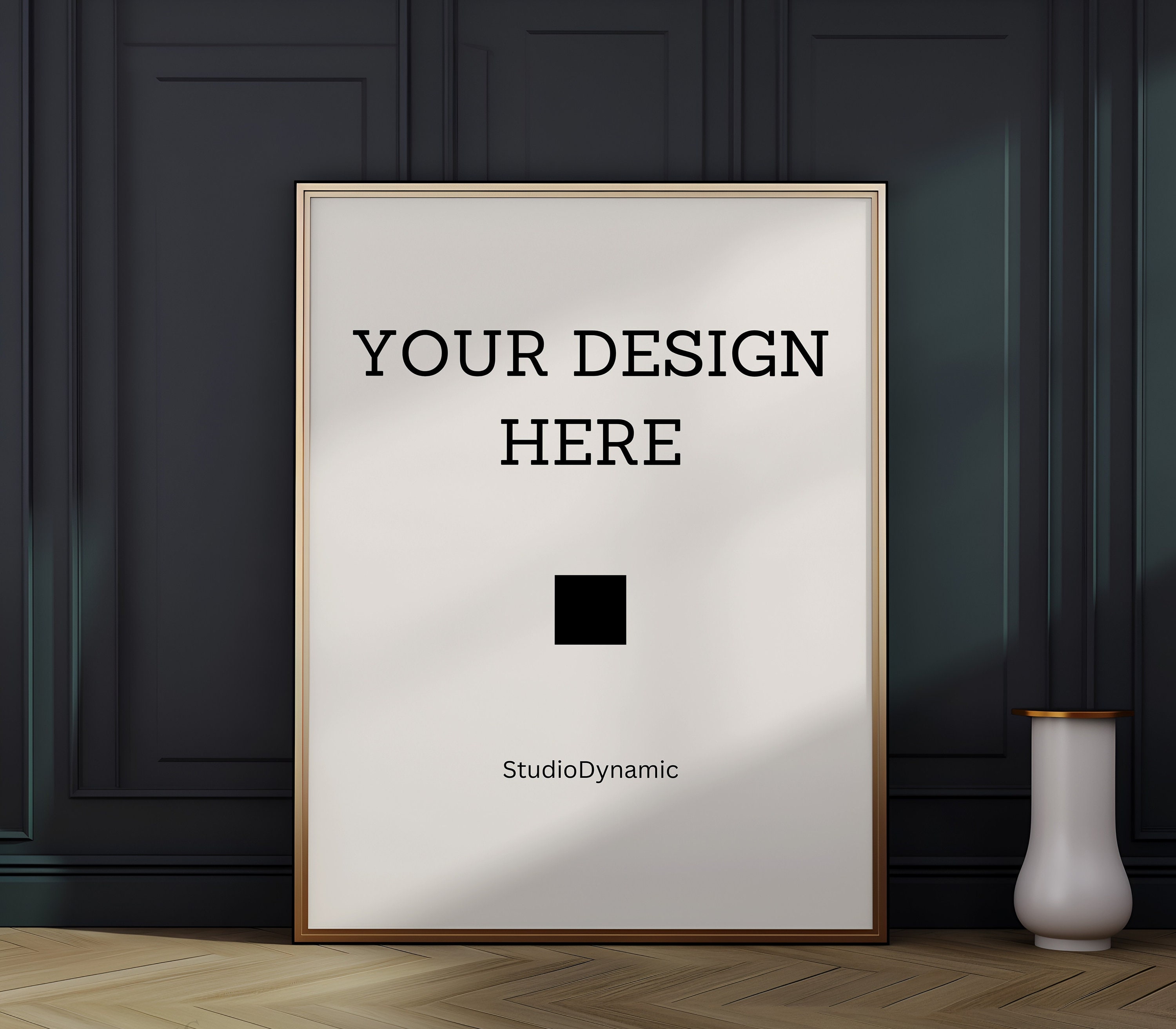 Single Frame Mockup - Dark Wall Poster Mockup - Vertical Frame Mockup ...