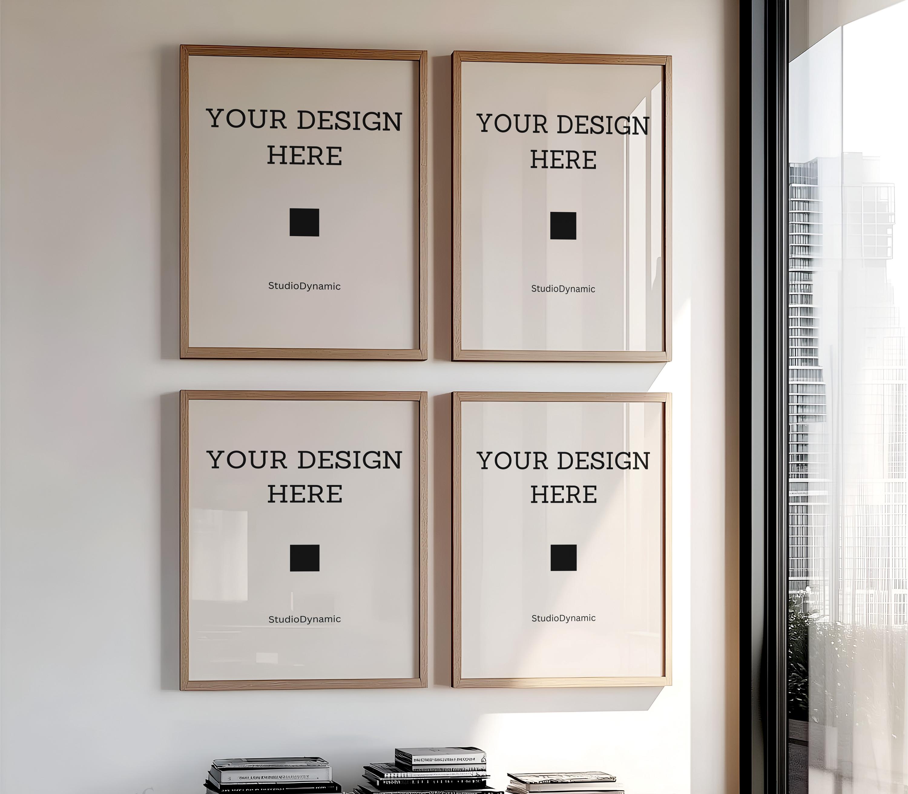 Set of 4 Frame Mockup - Multiple Glass Gallery Frame - Modern Mockup ...