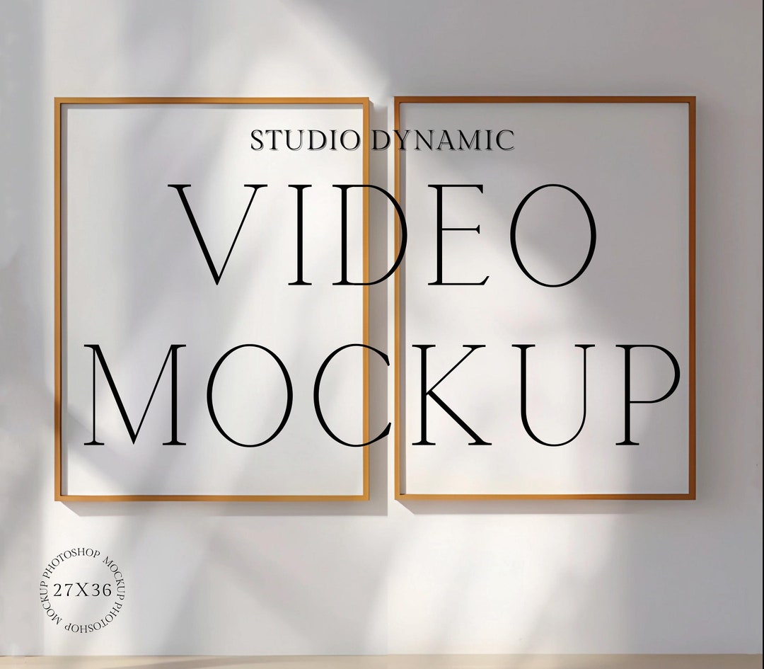 Double Frame Video Mockup - 2 Frame Animated Shadow Overlay Mockup ...