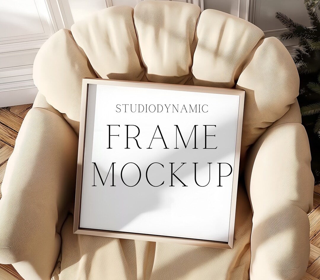 Square Frame Mockup - Frame on Chair Natural Light Frame Mockup - 12X12 ...