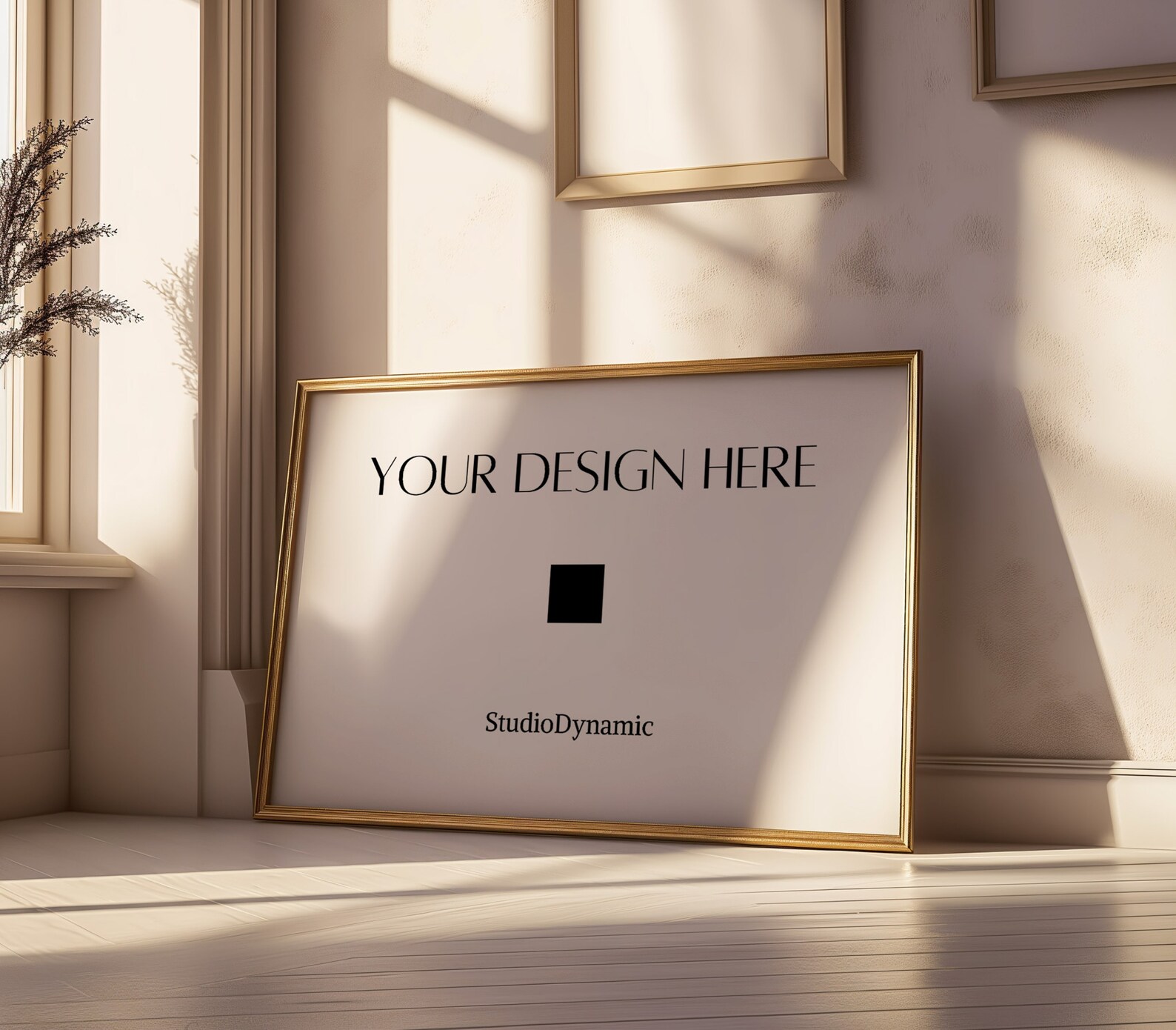 Landscape Frame Mockup - Horizontal Frame With Glass Reflection ...