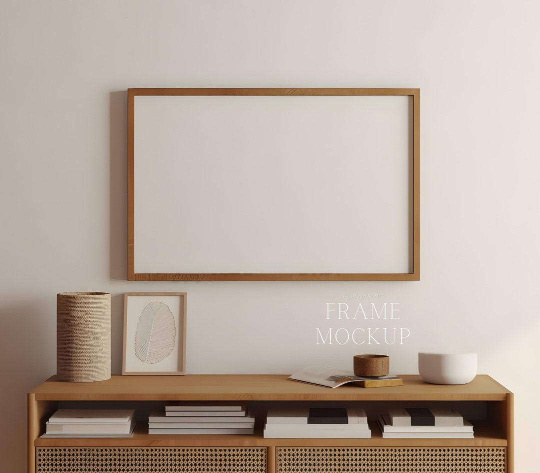 Horizontal Frame Mockup - Wall Art Display - Boho Minimal Interior ...