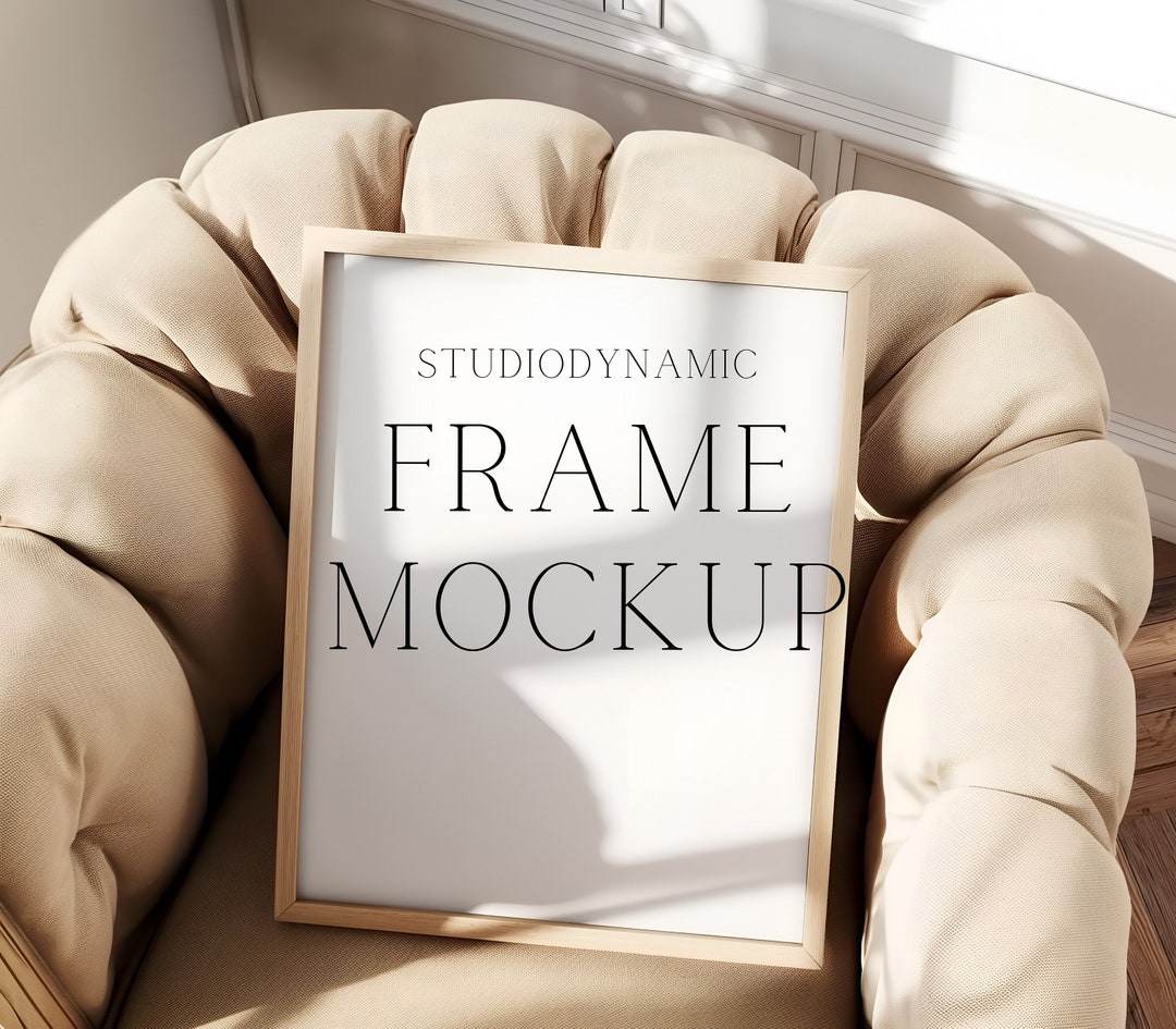 Vertical Frame on Chair Mockup - Wood Frame Mockup - Print Mockup - PSD ...