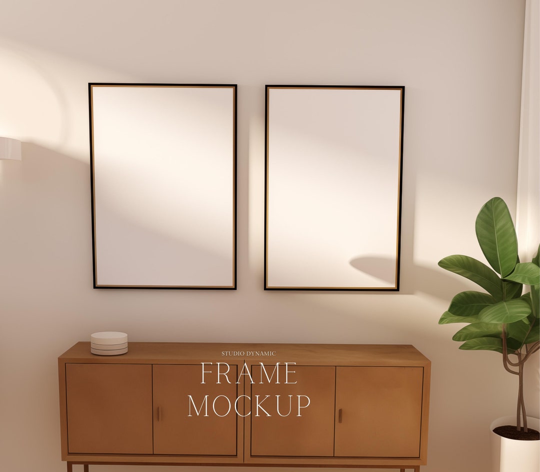Two Wood Vertical Frame Mockup - Natural Light Mockup - Double Frame ...