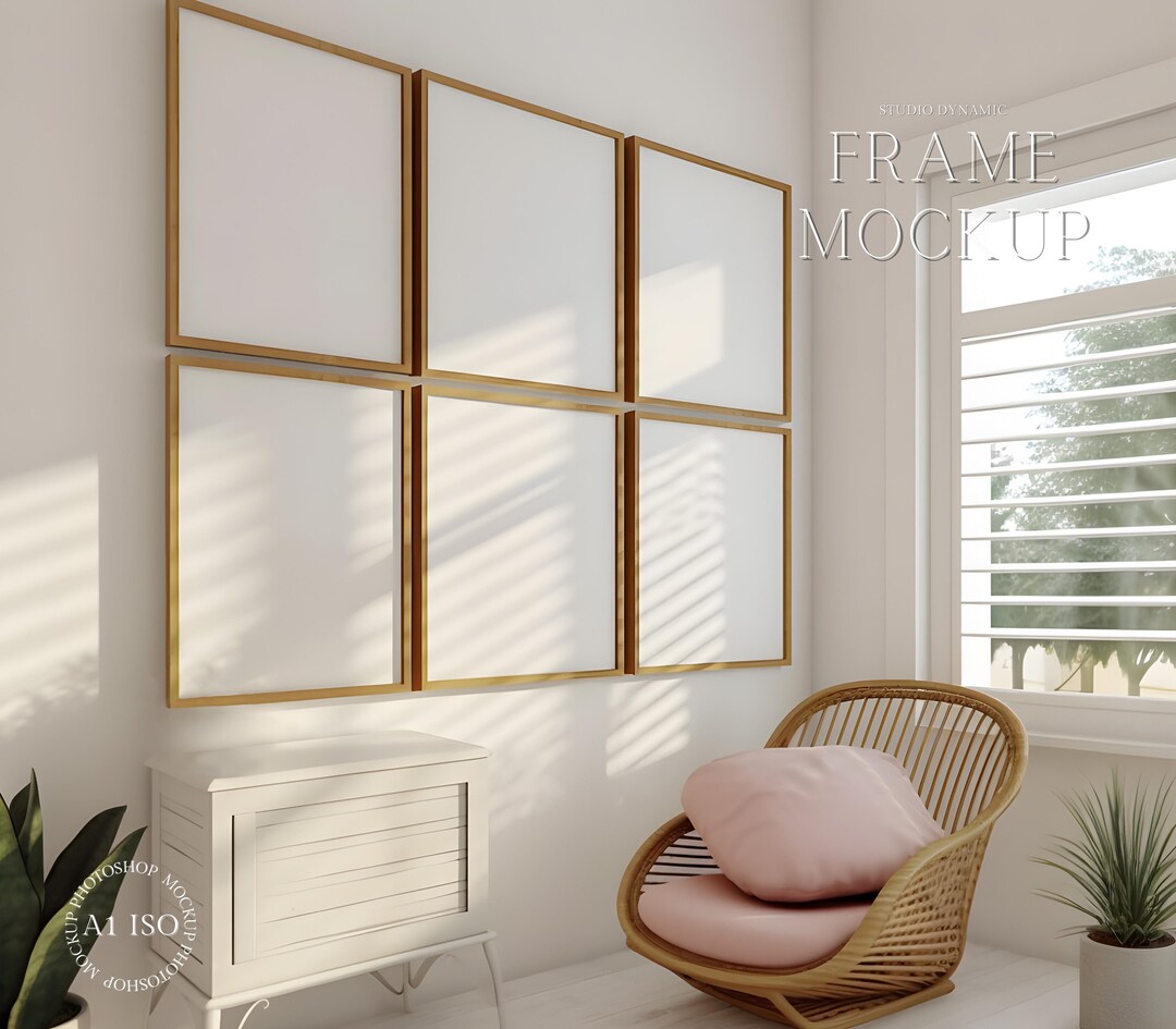6 Frame Poster Mockup - Art Display - Natural Light Mockup - ISO - PSD ...