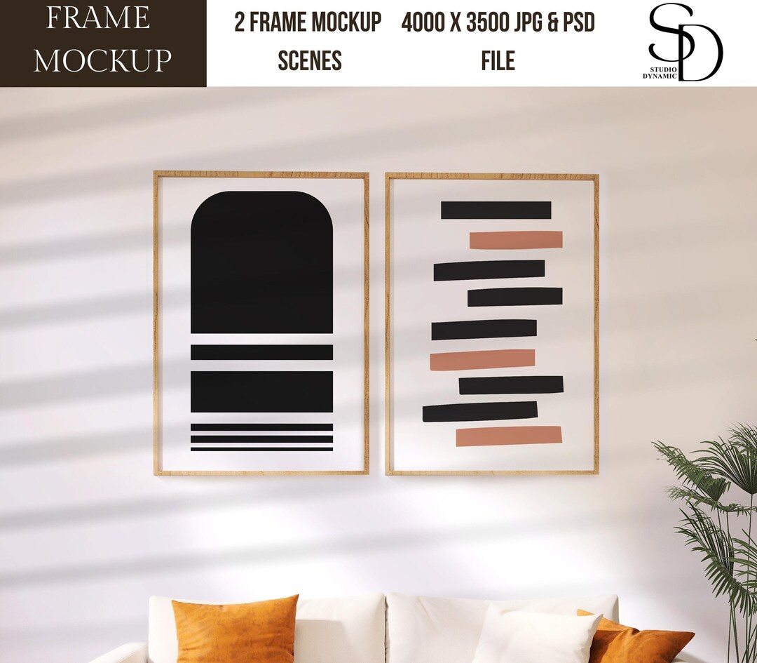 2 Frames Mockup Living Room Mocup Art Print Mockups Gallery - Etsy