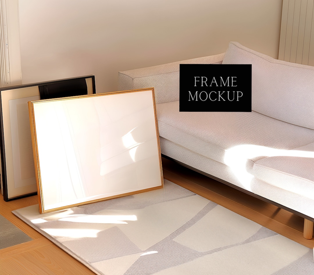 Wooden Horizontal Frame Mockup - Living Room Interior Landscape Mockup ...