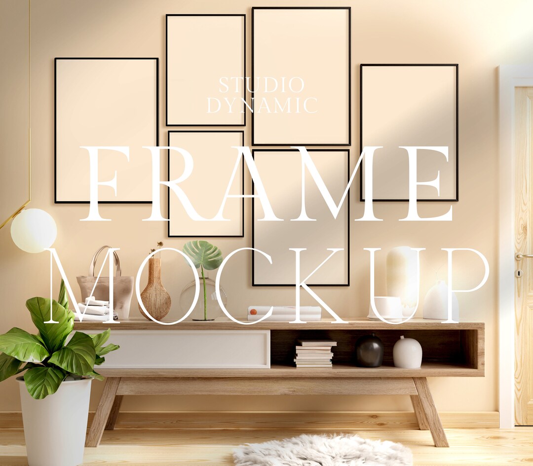 6 Frames Mockup | Drop Shadow | PSD | Wood Frame Artwork Mockup ...