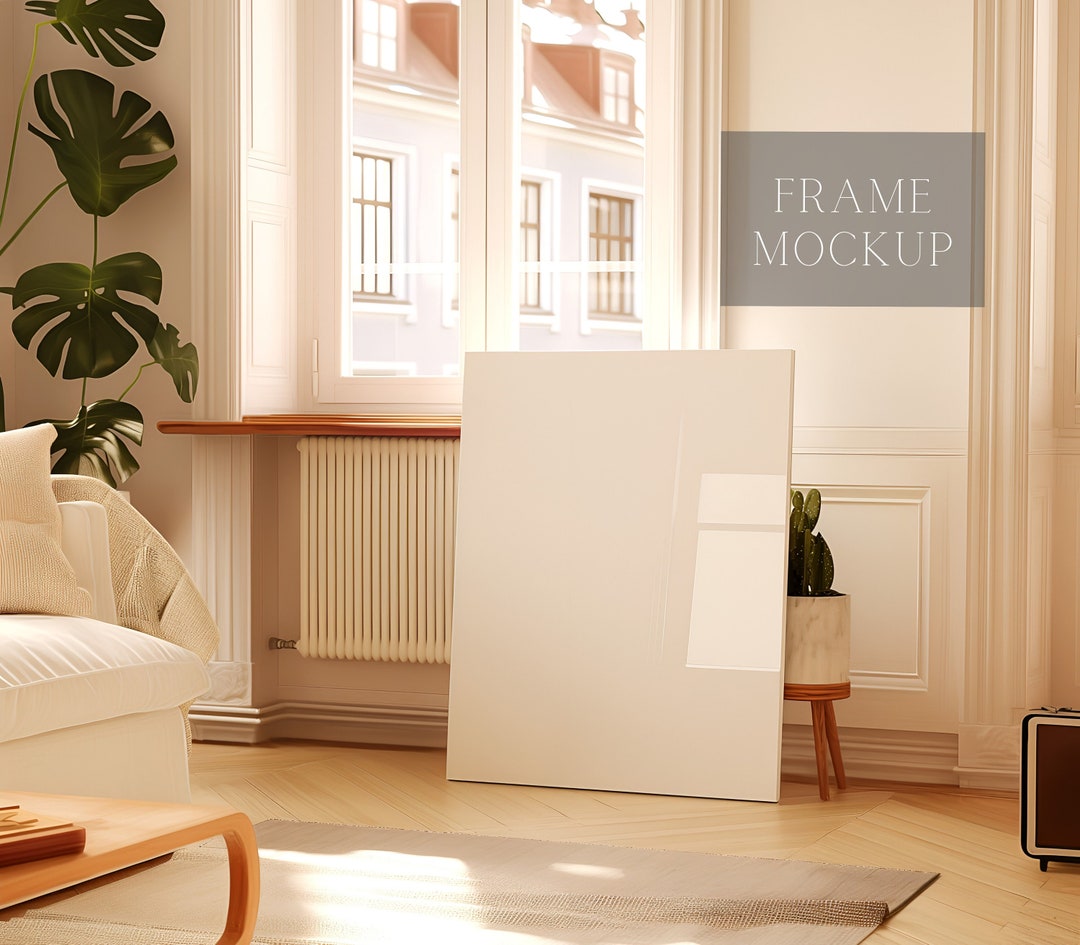 Realistic Single Frame Poster Mockup -living Room Interior - Vertical ...