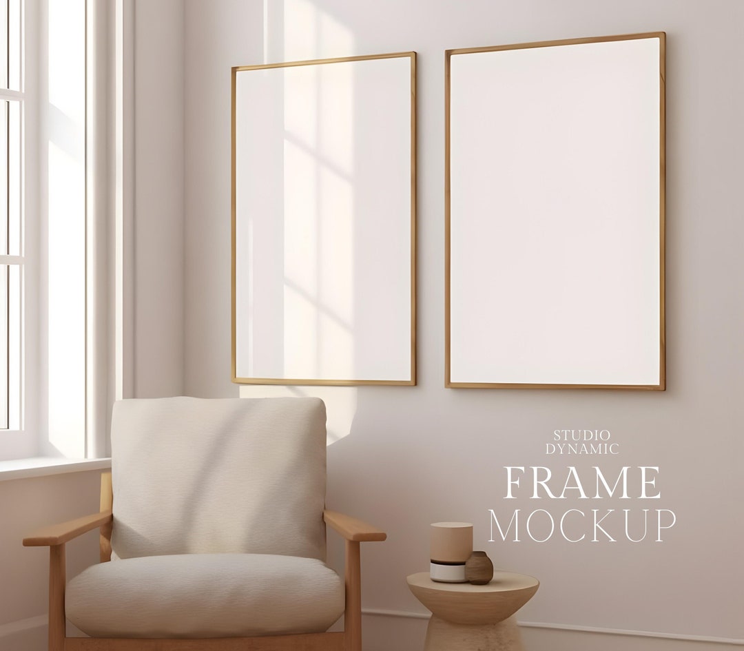 Two Frame Mockup - Pastel Boho Interior - Digital Double Frame Mockup ...