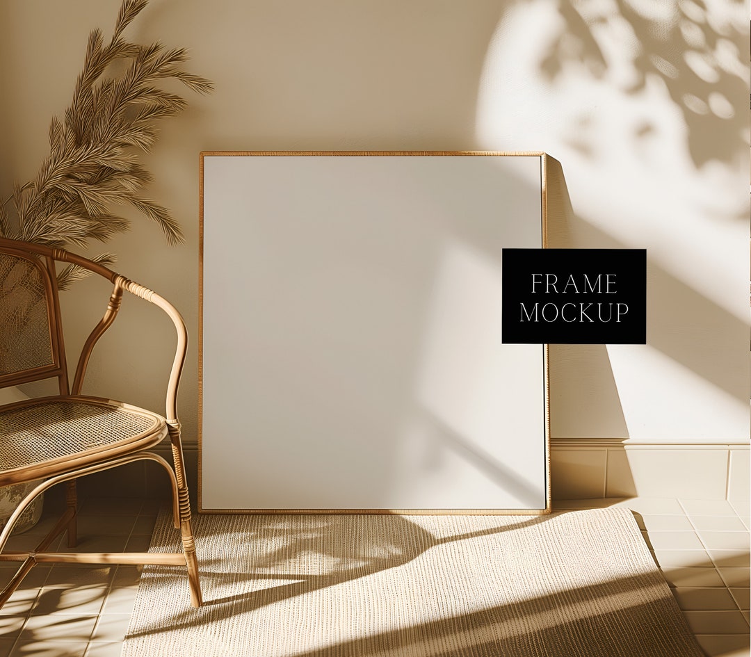 Square Frame Mockup - Realistic Boho Interior Mockup - 12X12 - PSD ...