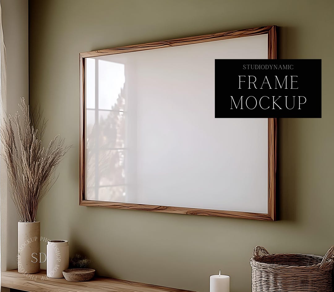 Minimal Horizontal Frame Mockup With Glass Refletion, Art Display ...