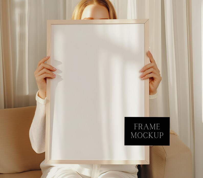Frame Mockup With Person Holding Frame - Light Frame Mockup - Minimal ...