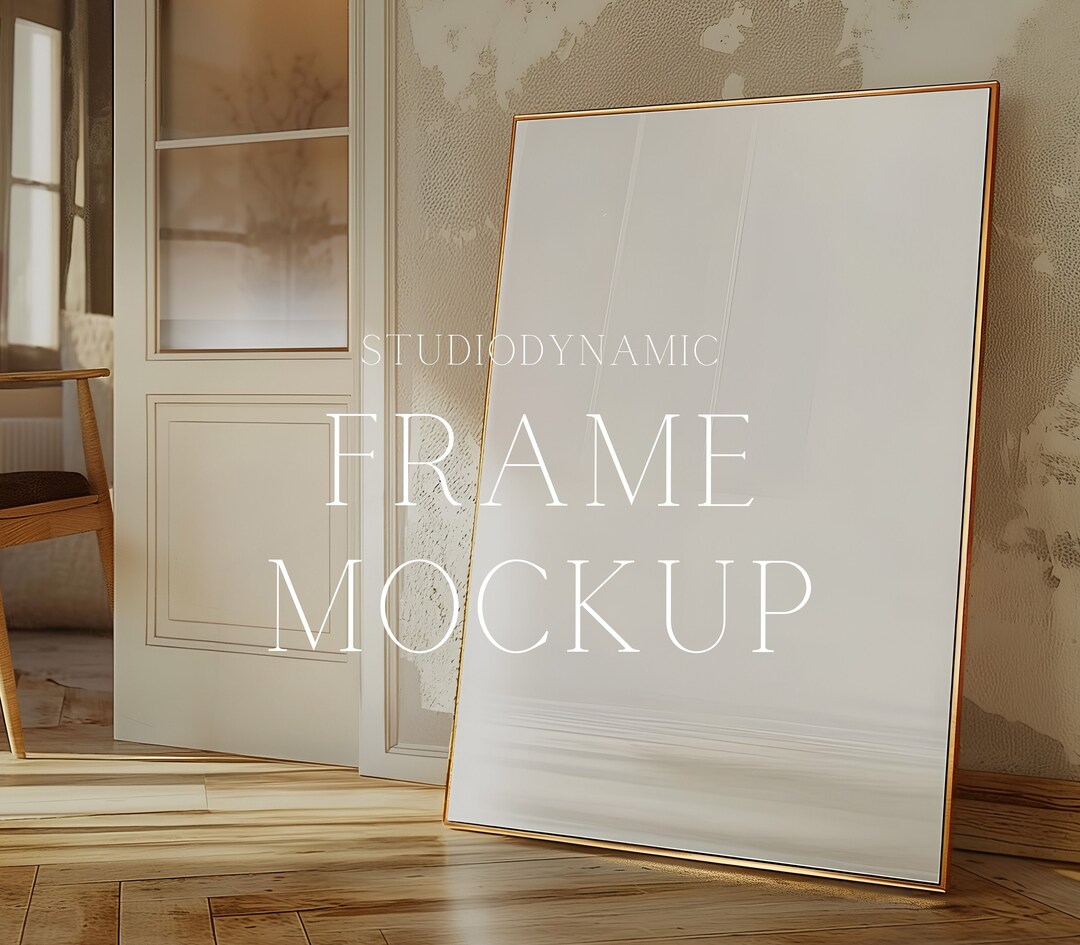 Vintage Single Frame Modern Interior Mockup -living Room - Wooden Frame ...