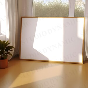 Wooden Horizontal Frame on Floor Mockup - Landscape Mockup - Natural ...