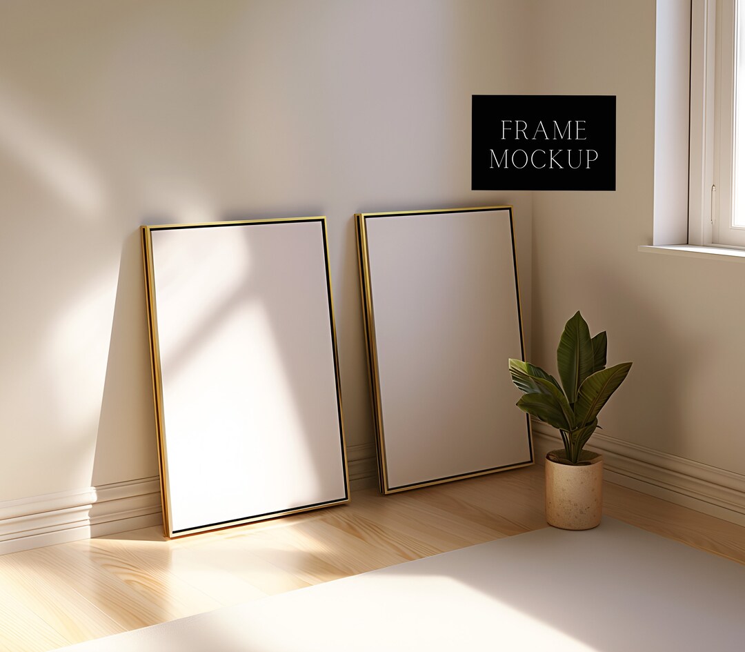 Double Vertical Frame Mockup - Art Display With Glass Reflection ...