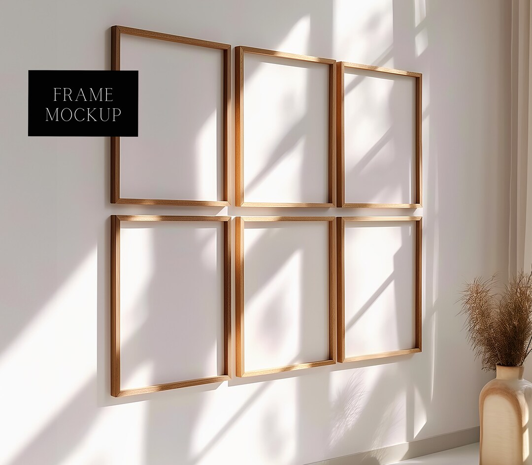 Set of 6 Vertical Frame Mockup - 6 Gallery Frame Mockup - Minimal ...