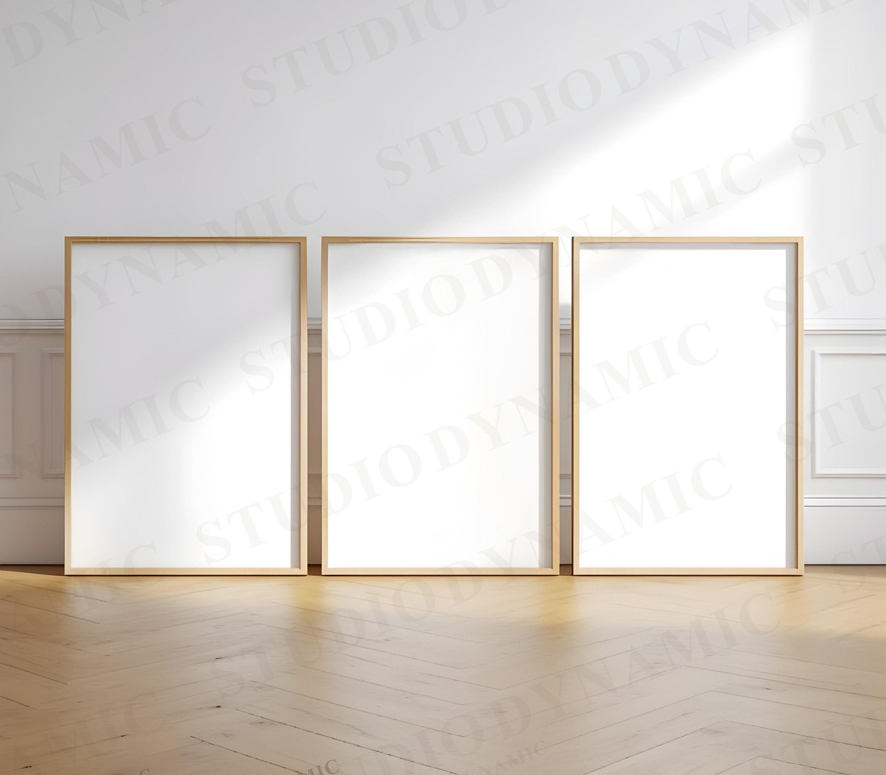 Minimal 3 Frame Mockup - 3 Wooden Frame Poster Mockup - Home Decor ...
