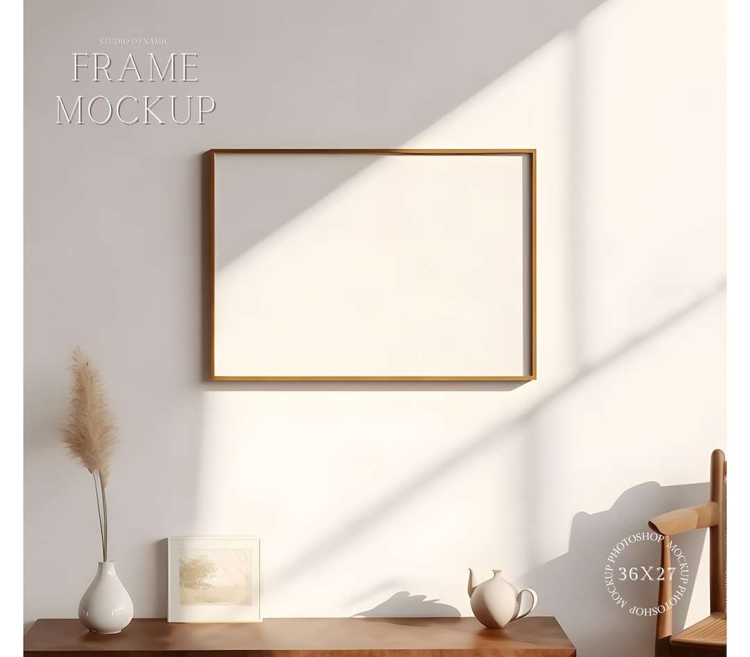 Single Horizontal Frame Boho Mockup - Natural Light Frame Minimal ...