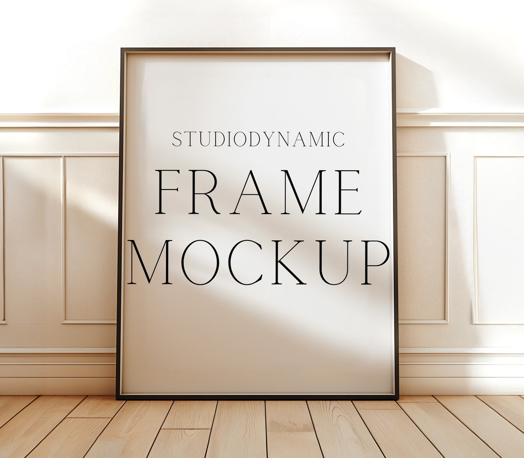 Minimal Poster Frame Mockup - Frame Leaning on Wall - Thin Wood Frame ...